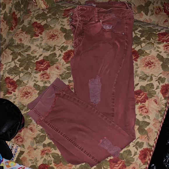 Jeans | Ripped Colored Jeans With Fold At Bottom | Poshmark